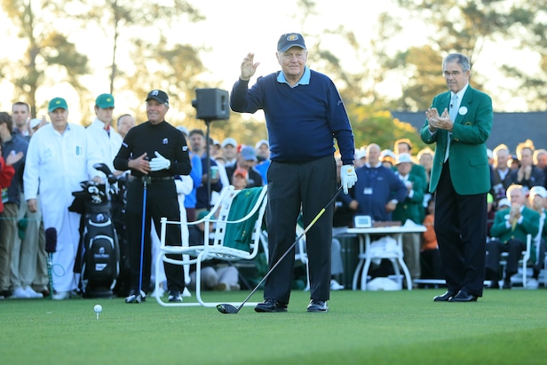 Jack Nicklaus and Gary Player ~~hit their Masters opening tee shots ...