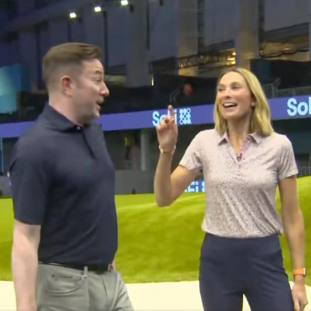 Sportscaster blades bunker shot into TGL arena's stands, shows just how ...