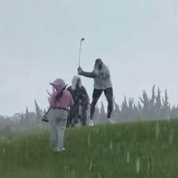LeBron James proves he's 'addicted' to golf by playing in pouring rain ...