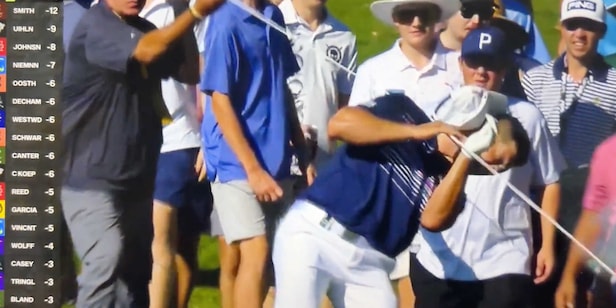 Bryson DeChambeau stunned after walking head first into a gallery rope ...