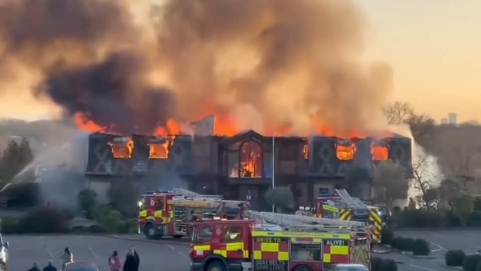 Huge fire at historic UK clubhouse requires 60 firefighters, public ...