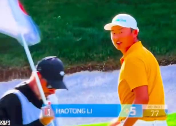 Haotong Li has TESTY exchange with caddie following 18th hole double ...