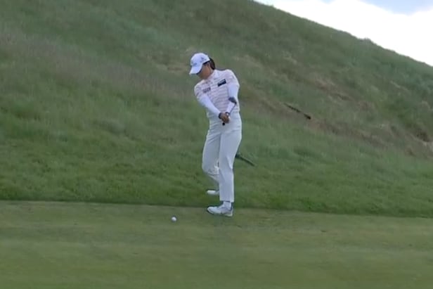 This insane chip went a foot and nearly rolled off the green. That’s ...