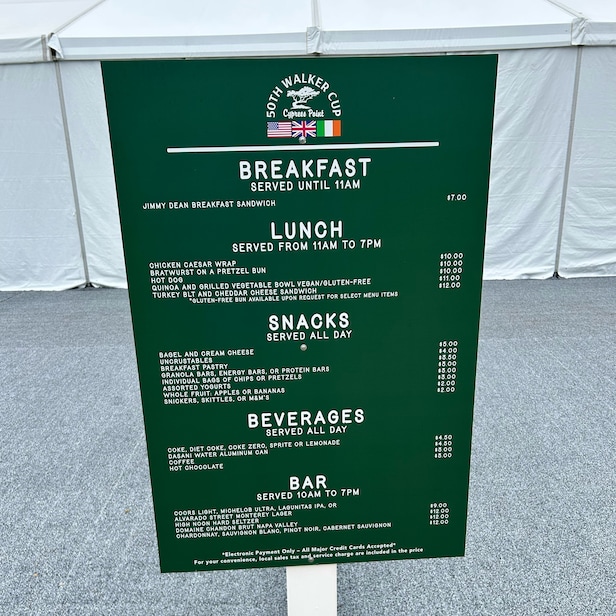 The Walker Cup concession prices are here and they are perfectly fair ...